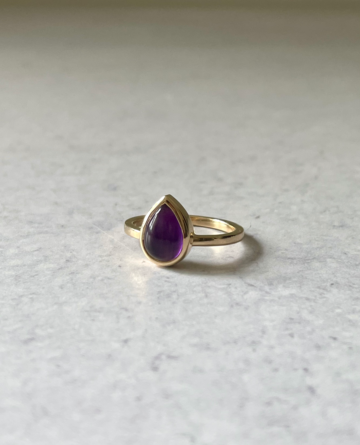 pear-shaped stone ring - amethyst with 14k gold | the scheer collection
